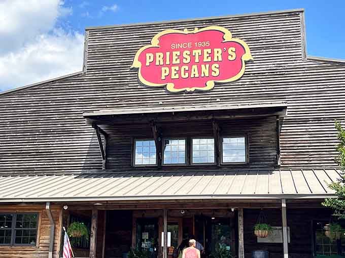 That iconic red sign isn't just marking a store&mdash;it's announcing your arrival at pecan paradise.