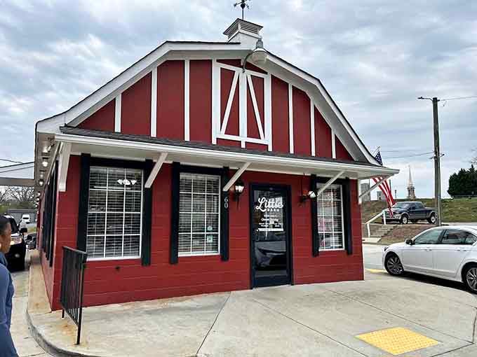 That little red barn isn't housing livestock; it's serving up the best biscuits and gravy in Gwinnett County.