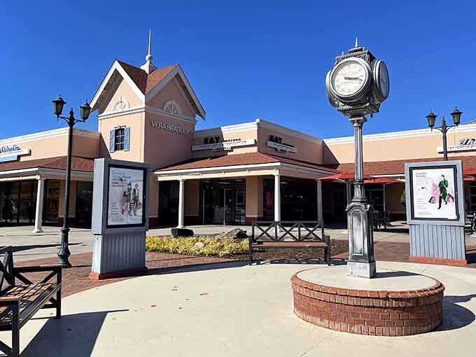 That charming clock tower and brick courtyard set the stage for serious retail therapy in the Georgia mountains.