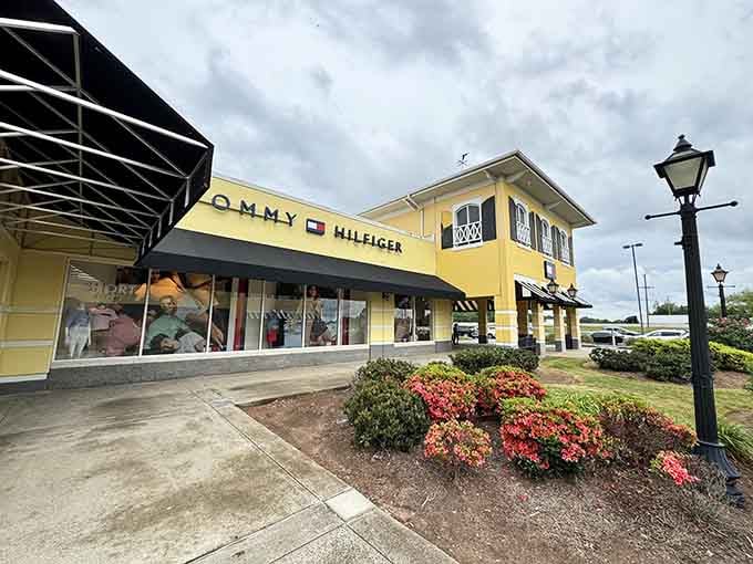 The Tommy Hilfiger outlet beckons with that classic prep style your country club wishes you could afford.