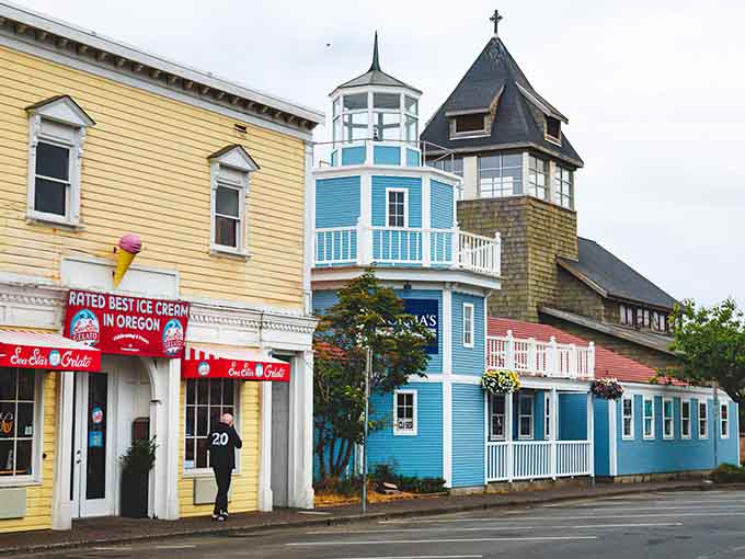 These colorful storefronts hide antique treasures behind their cheerful facades, like a rainbow leading to vintage gold instead of leprechauns.