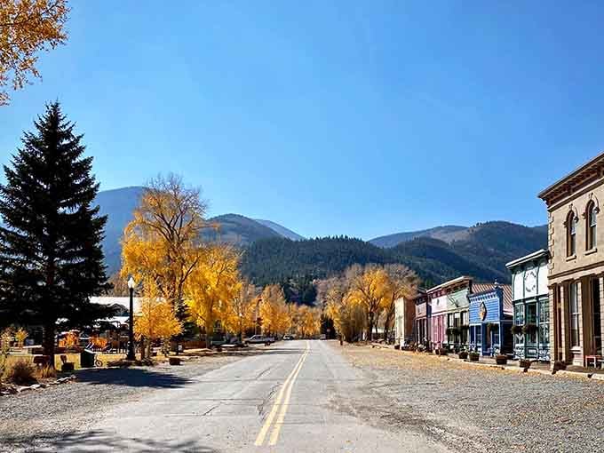Silver Street stretches out like a postcard from 1875, complete with mountains that haven't changed their backdrop rates.