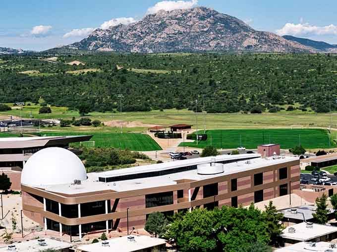 That distinctive dome isn't a planetarium, it's where future aviators learn to navigate the skies above Arizona.