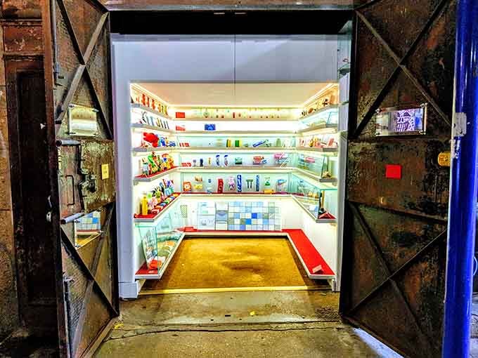 Who knew an old elevator shaft could glow like this? Welcome to the world's most brilliantly illuminated tiny museum.