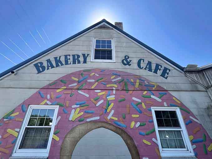 That giant donut mural isn't just decoration, it's a legally binding promise of deliciousness to come.