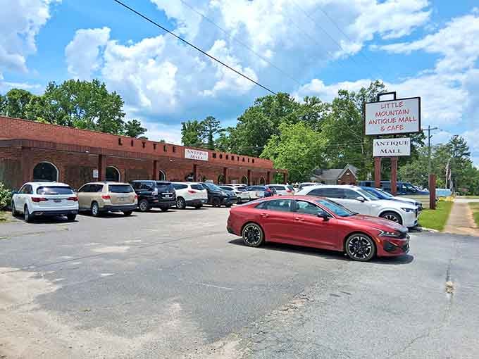 The charming brick facade welcomes treasure hunters with Southern hospitality and promises of vintage discoveries inside.