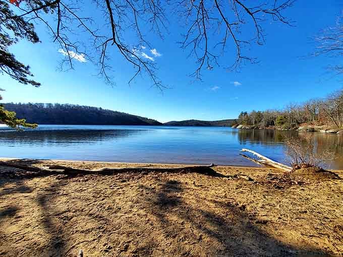 Sterling Lake stretches out like nature's own meditation app, except this one actually works and doesn't require a subscription.