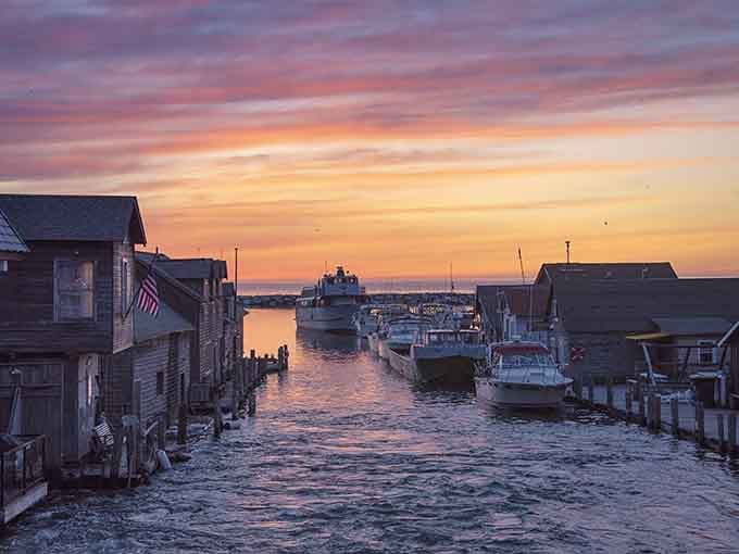 Fishtown at sunset when the sky puts on a show that makes every smartphone camera work overtime.