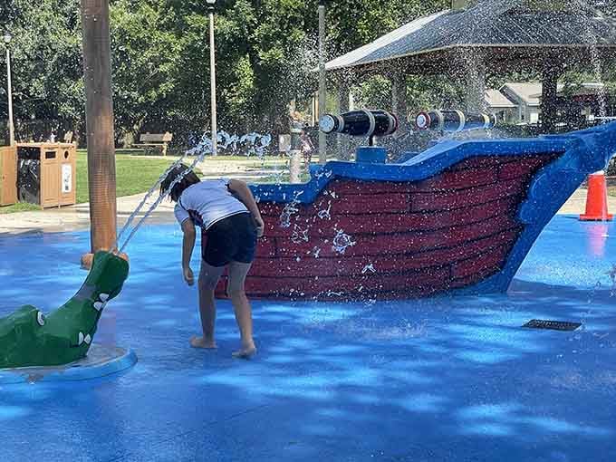 Kids transform into seafaring adventurers aboard this colorful vessel while getting thoroughly soaked in the process.