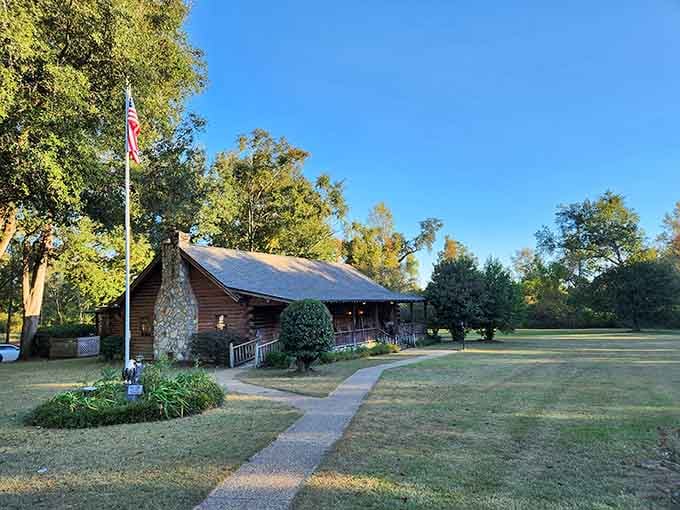 That log cabin exterior isn't just for show; it's your first hint that something special awaits inside.