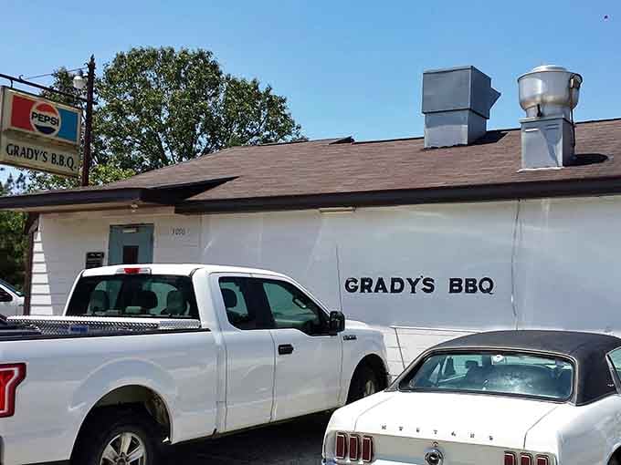 That humble white building houses some of the finest pork you'll ever taste, proving greatness doesn't need curb appeal.