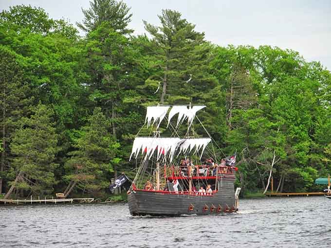 A full-rigged pirate ship gliding through Wisconsin waters proves some dreams are too good to stay landlocked.