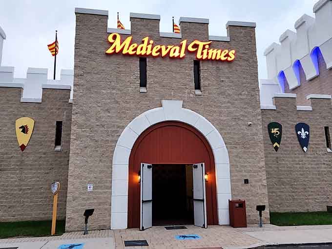 Flags flying high above the fortress remind you this isn't your average Tuesday night dining destination.