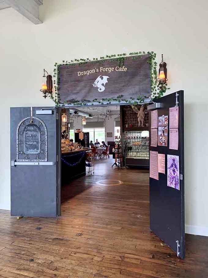 Even the entrance whispers "abandon all boring lunches, ye who enter here" with its dragon-adorned welcome.
