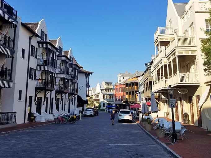 These charming streets look like someone mixed the French Quarter with a Mediterranean village and added Florida sunshine.