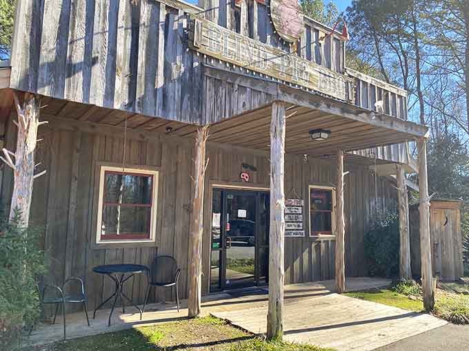 That weathered wood exterior isn't trying to be rustic, it just is, and that's the whole point.