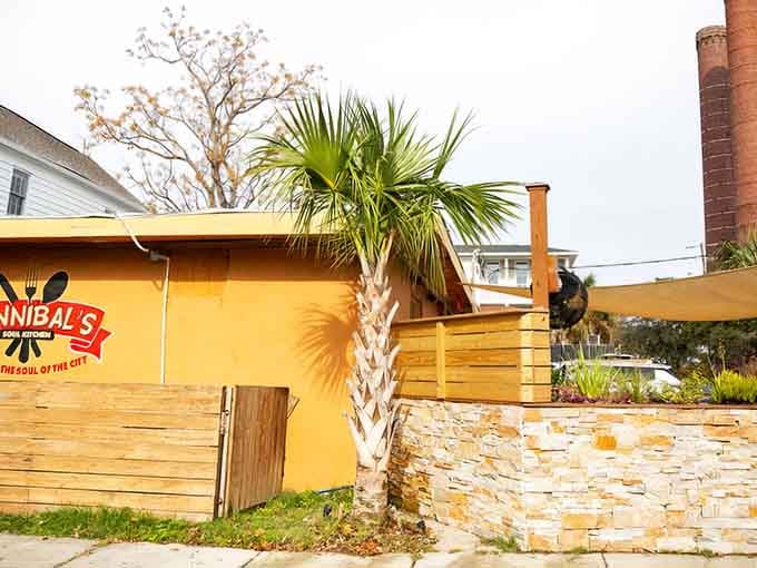 That bright orange exterior isn't shy about announcing Charleston's soul food headquarters to the world.
