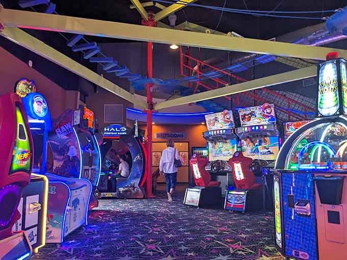 The arcade glows like a neon dream, beckoning you to relive your youth one game at a time.