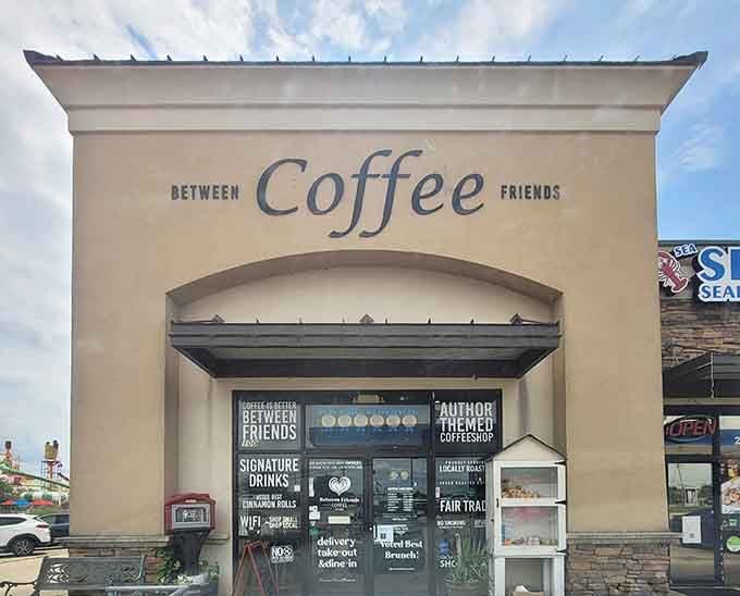 That exterior promises literary adventures and caffeine dreams, a combination that's basically catnip for book lovers everywhere.
