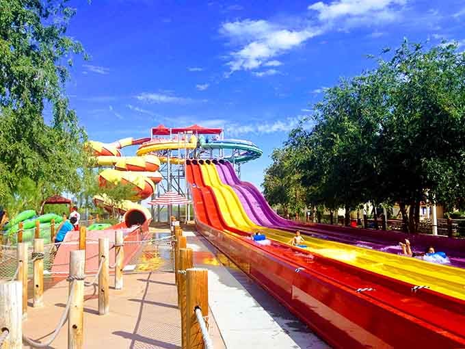 Those rainbow slides aren't just colorful&mdash;they're your express ticket to forgetting you're technically still in Arizona.