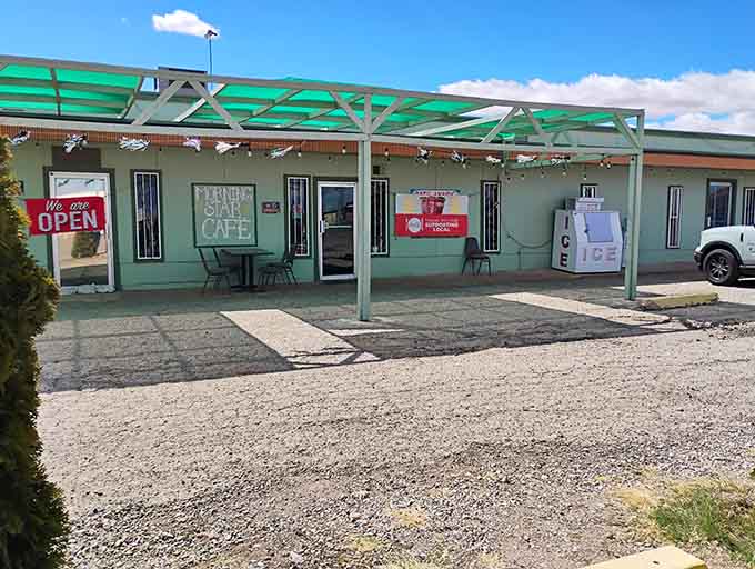 This cheerful facade stands out in the desert like a beacon calling hungry travelers to breakfast paradise.