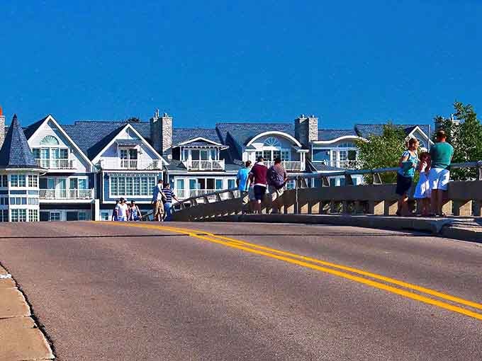 The bridge to beach life: where Lake Michigan's shoreline meets architectural beauty and summer memories are made.