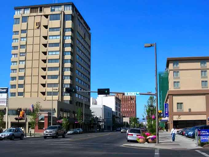 Clean streets and blue skies define downtown Yakima, where walkability doesn't come with a luxury price tag.