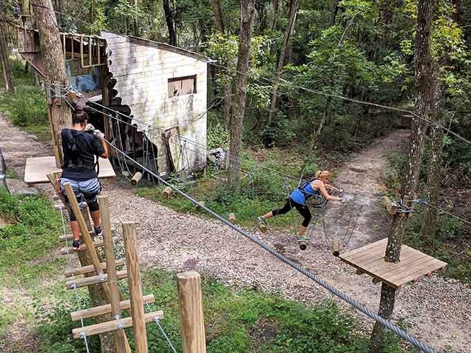Standing on a swaying platform high in the canopy, you'll rediscover muscles you forgot existed and courage you didn't know you had.