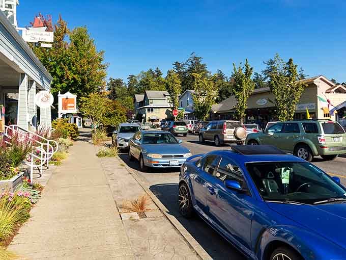 Main Street Eastsound moves at a pace that'll make your blood pressure drop just looking at it.