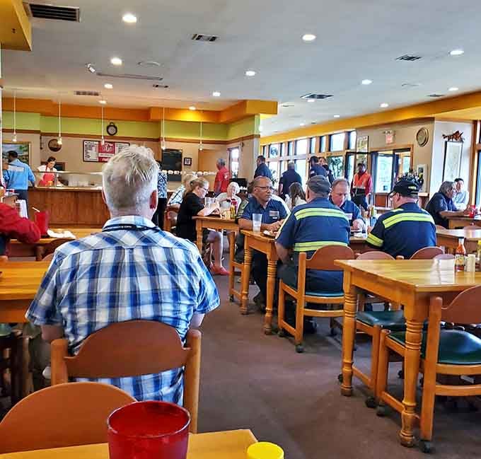 A bustling lunch crowd that knows exactly where to find authentic Southern cooking without the tourist trap prices.