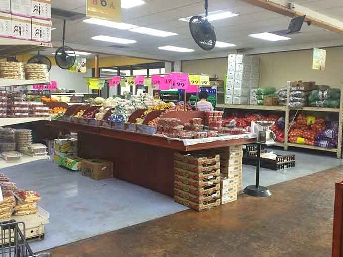 A produce display so colorful it makes eating vegetables feel less like a chore and more like an adventure.