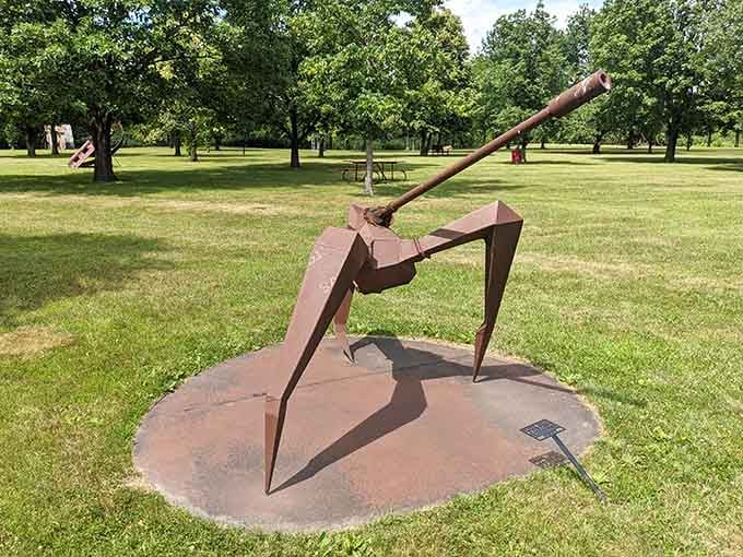 Angular metal forms balance impossibly, defying gravity while making you tilt your head in curious appreciation every time.