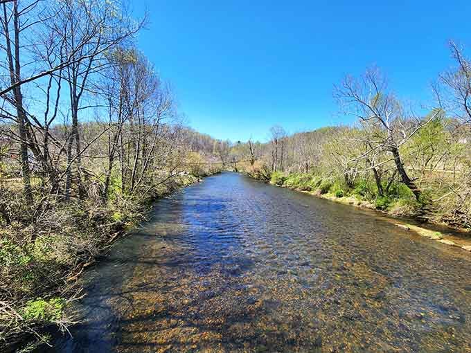 The Smith River flows clear and inviting, perfect for lazy summer tubing when your biggest decision is sunscreen reapplication timing.
