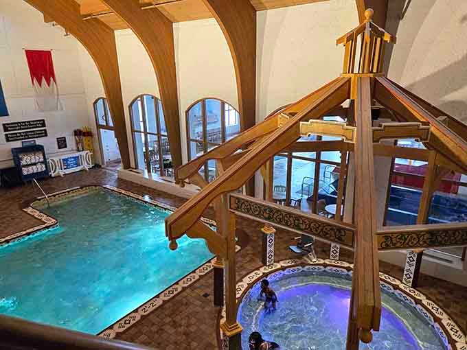 Timber-framed hot tubs offer European spa vibes where weary parents can soak away the exhaustion of chasing energetic children.