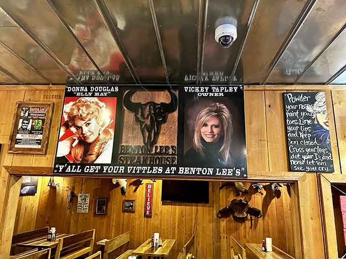 Vintage posters and Southern charm create an atmosphere where every meal feels like a special occasion worth celebrating.