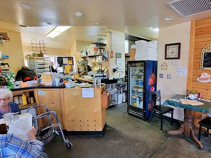 That glimpse into the kitchen reveals the heart of the operation, where pie magic happens daily.