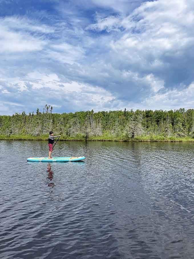 Paddleboarding on these calm lagoon waters beats any gym workout, plus the scenery's considerably better than fluorescent lighting.