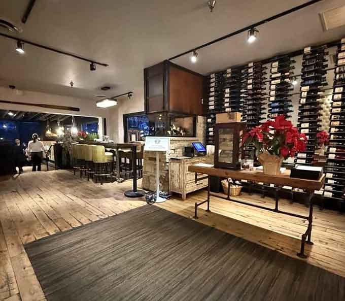 That impressive wine wall and rustic wood floors set the stage for evenings you'll remember long after dessert.