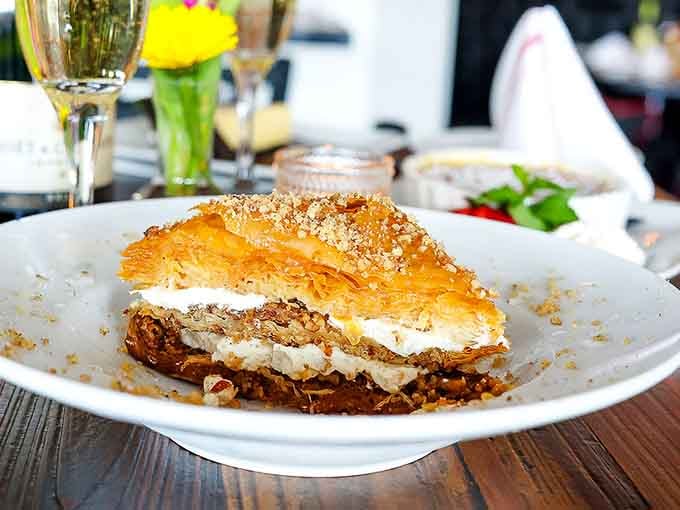 Baklava layered with nuts and honey, because sometimes you need a little Mediterranean sweetness after all that beef.