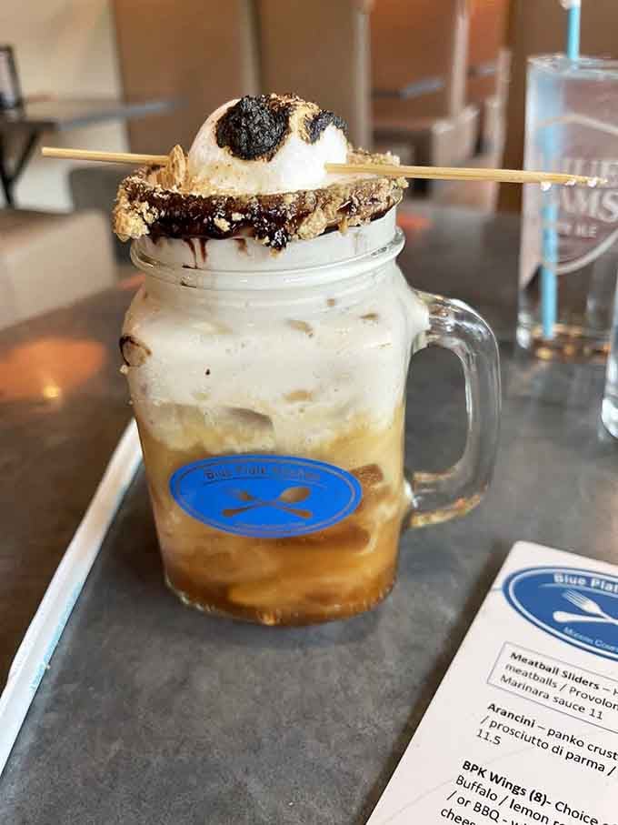 S'mores cold brew topped with actual s'mores because sometimes more is exactly what you need in life.