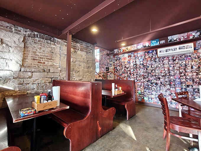Exposed brick meets photo collages in a space that celebrates every single person who conquered the challenge.
