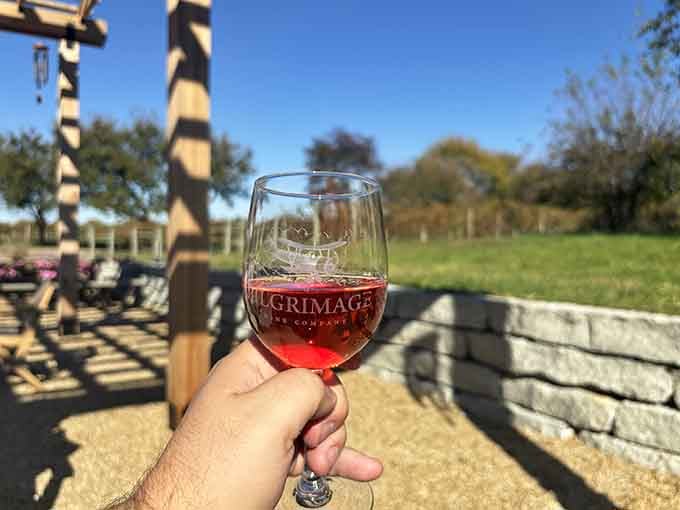 Sipping wine outdoors while gazing at open fields beats any fancy rooftop bar in the city, hands down.