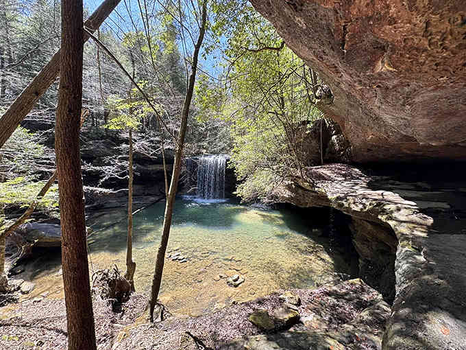 That crystal-clear pool practically begs you to test just how cold "refreshing" really is.