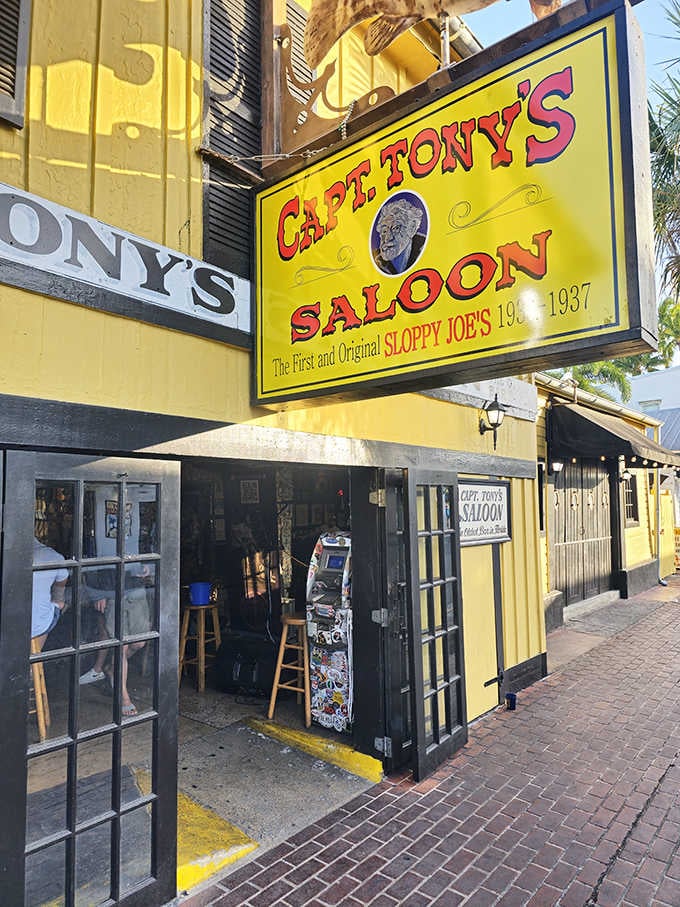 The entrance promises history, and that sign isn't lying about being the original Sloppy Joe's location from decades past.