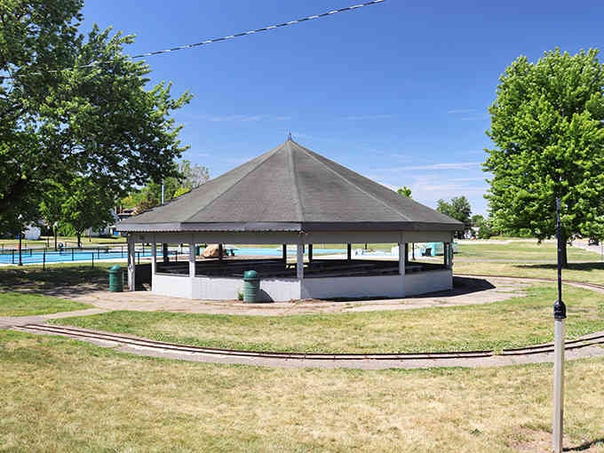 A classic park pavilion where families have gathered for picnics after carousel rides for over a hundred years.