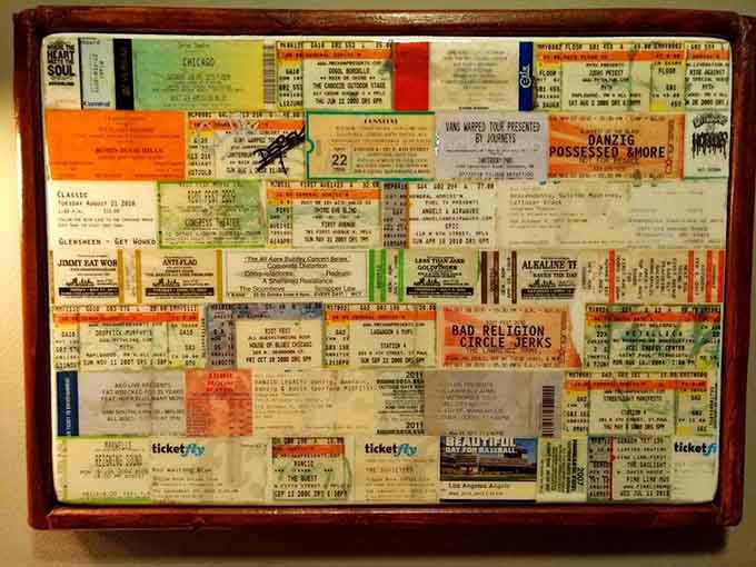 A concert ticket collection that tells stories better than most people's photo albums, each stub a memory frozen in time.
