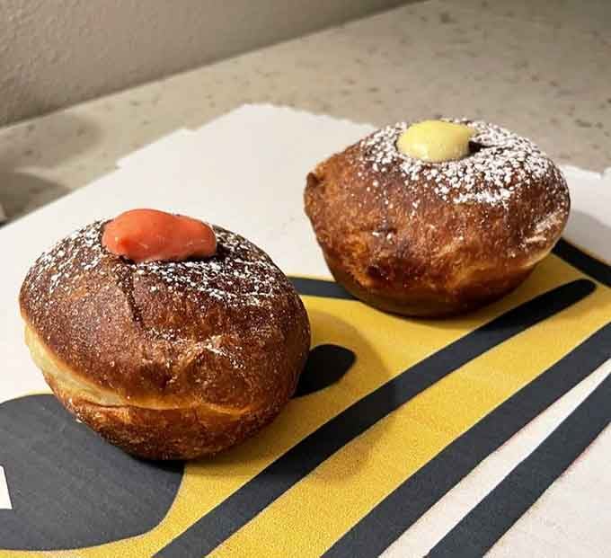 Bombolone dusted with sugar and filled with dreams, or strawberry and vanilla, whichever comes first today.