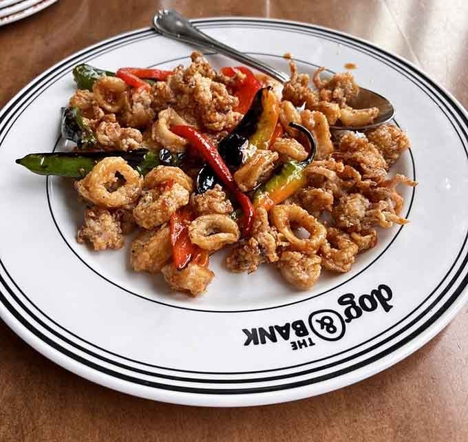 Thai chili calamari bringing the heat and crunch in portions generous enough to share, if you're feeling charitable.