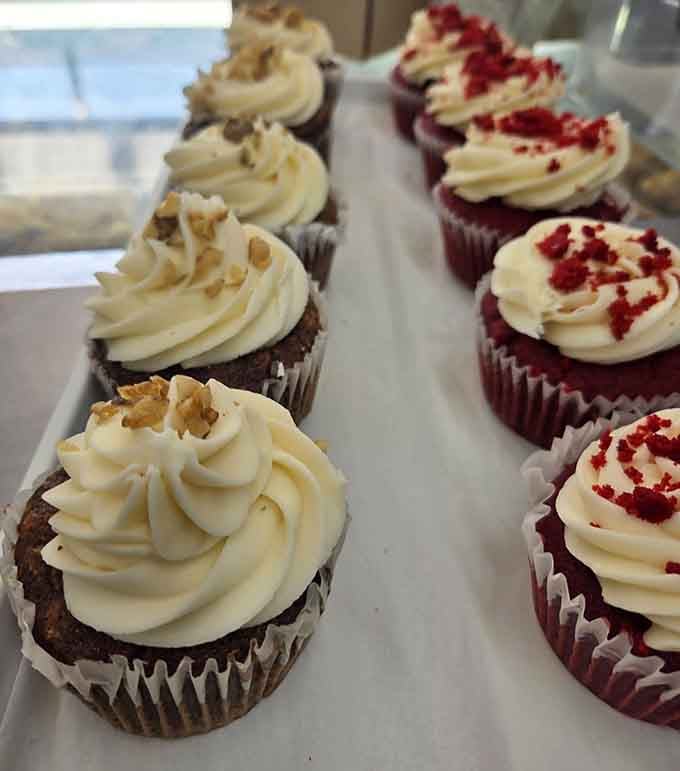 Cupcakes with swirls of frosting so perfect they belong in a bakery magazine, not your lucky belly.