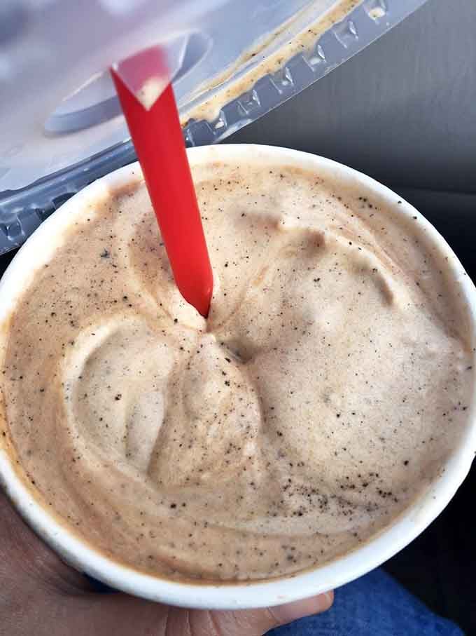 An Oreo shake thick enough to require serious commitment and possibly some upper body strength.